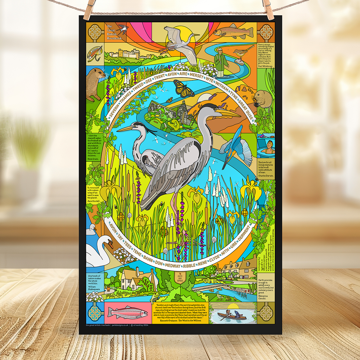The Great British Riverbank - Save Our Rivers - Love Nature - Tea Towe ...